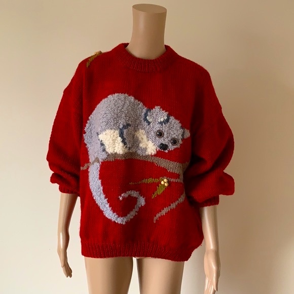 Hand Crafted | Sweaters | Vintage Handmade Possum Knit Sweater | Poshmark